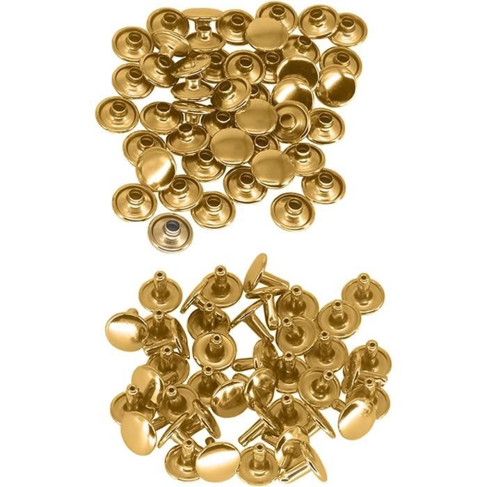 100 rivets double capuchon 2 pièces pour cuir, vêtements, tissu ...