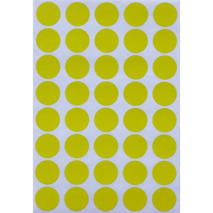 AJW-Étiquettes Autocollantes Gommettes Environ 2cm (20mm) \u2013 Jaune ...