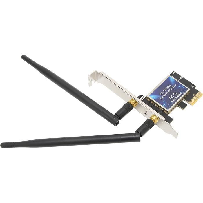 Carte WiFi PCIe, 1300M AC Dual Band 5dBi Carte Réseau sans Fil 5.8G 2 ...