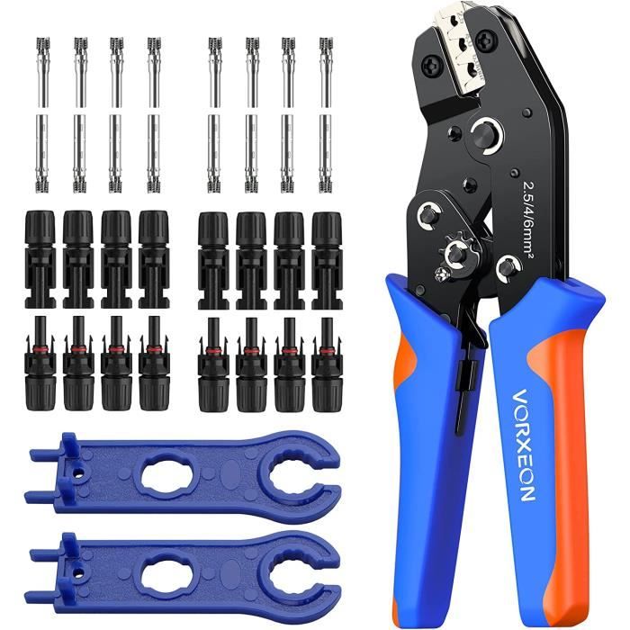 Kit de Pinces à bornes solaires Pince à sertir Solaire PV 2,5-4,0-6,0 mm² Avec 8 Paires ...
