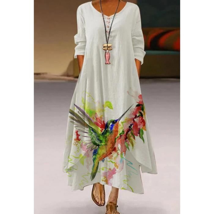 ROBE Femme - confortable Nouvelle robe imprimée à manches longues et à ...