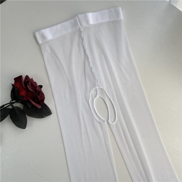 Blanc ouvert A Collants à entrejambe ouvert pour femmes, chaussettes d ...