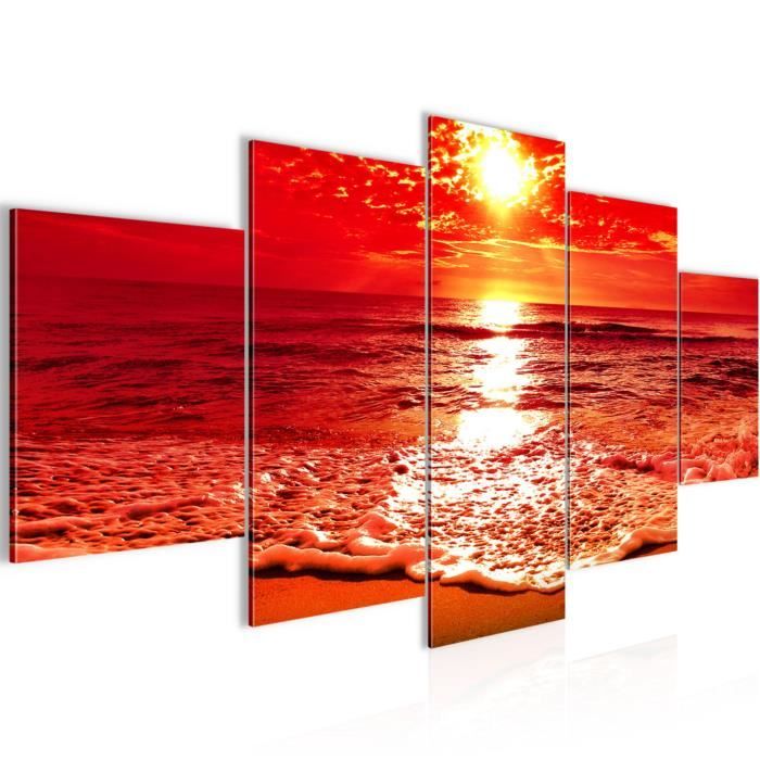 Runa art Tableau Décoration Murale Plage lever du Soleil 200x100 cm - 5 ...