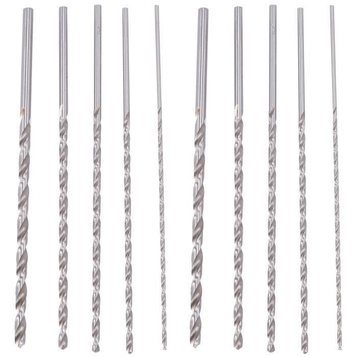 10 Pieces ensembles de forets extra-longue a grande vitesse en acier ...