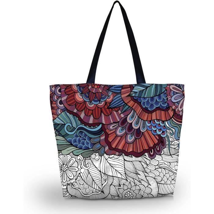 Aoksunova Sac Shopping Sac En Tissu Pliable Sac En Tissu Imprimé Cabas ...
