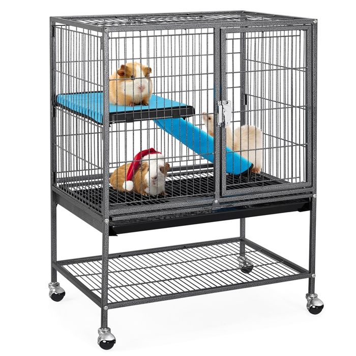 Yaheetech Grande Cage pour Rongeur Cage pour Petits Animaux 2 Niveaux 1 ...