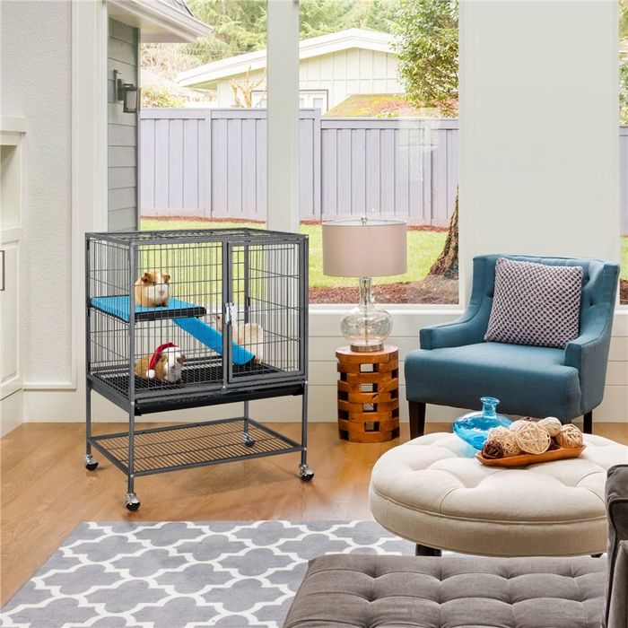 Yaheetech Grande Cage pour Rongeur Cage pour Petits Animaux 2 Niveaux 1 ...