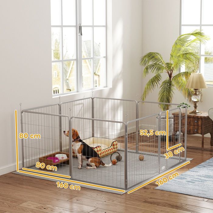 Parc pour chien enclos chien 8 panneaux modulable pliable acier avec ...