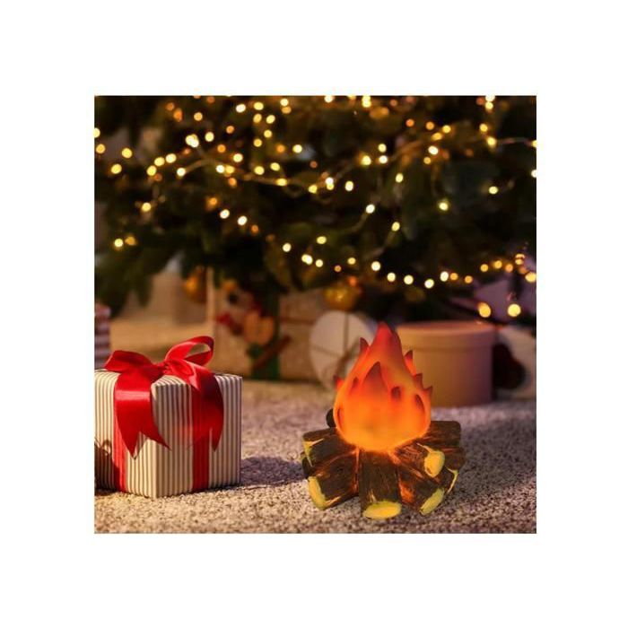 1 x Faux feu Camp en 3D, bûches cheminée décoratives à diodes ...