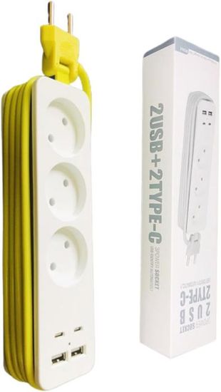 Multiprise avec 3 Prises 220V + 2 USB + 2 USB C. 2 Options d ...