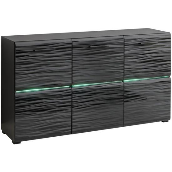 Commode design LED 3D noir mat - Cdiscount Maison