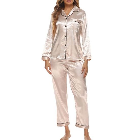 Women's Pyjamas, Long Sleeve Loungewear Sets 2 Piece Button-Down Ladies ...