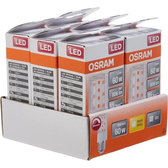 Osram Led Superstar Special T Slim, Ampoule Led Spéciale À Gradation, Culot E27, Blanc Chaud ...