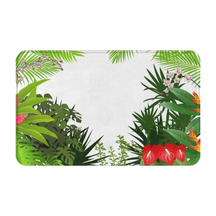 Tapis de Bain,Jungle Rainforest Végétation Feuilles et fleurs ...