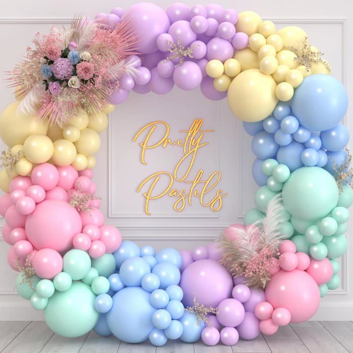 Kit Arche Ballon Pastel,137Pcs Ballons Anniversaire Avec Ballon Bleu,Ballon Rose,Ballon Vert ...
