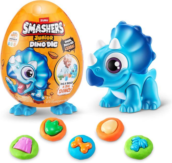 Smashers Junior Dino Dig Petit Format Œuf,Triceratops,Jeu De Motricité ...