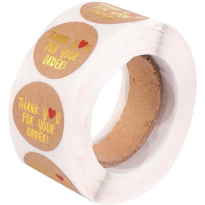 Merci Coeur Autocollant Rouleau Floral Cachetage Étiquette Kraft Cadeau ...