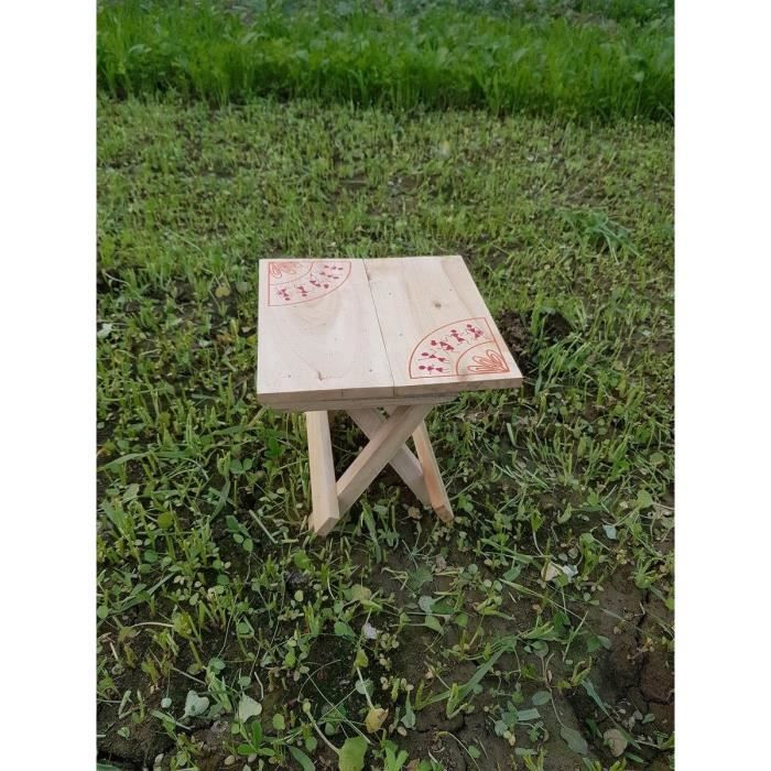 Warli Table Et Tabouret Pliable En Bois Compact Et Portable 22,9 X 22,9 ...