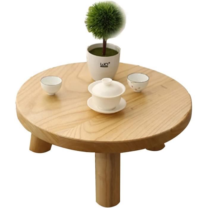 40 * 40 * 21cm Table Basse Baie Vitrée Simple Mini Table Ronde en Bois ...