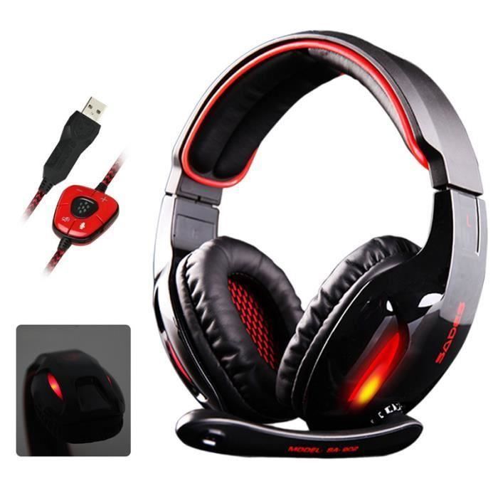SADES SA-902 Casque Micro PC Casque Gamer Stéréo USB 7.1 Son Surround ...