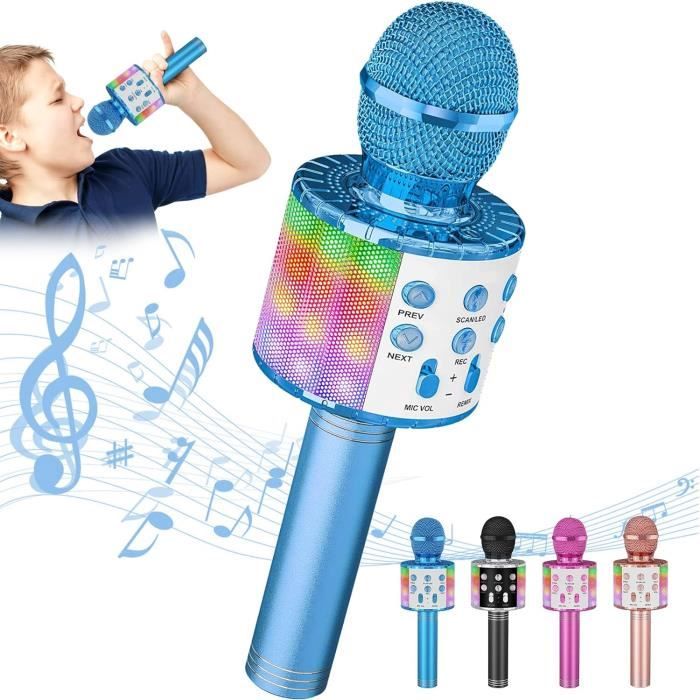 Microphone sans Fil Karaoké, Micro Karaoke Enfant avec Lumières LED de Danse, Micro Karaoké ...
