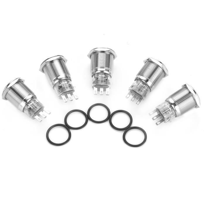 EJ.life Interrupteur Metal push-button switch, 5pcs/set 2A/220V 19mm ...