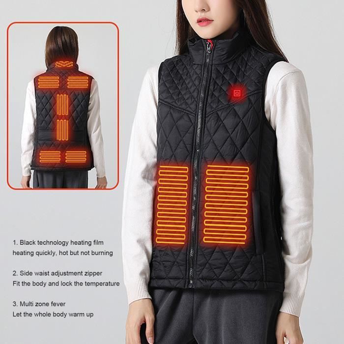 USB Heated Jacket 9 Heating Zones 3 Temp Levels Lightweight Cold Proof ...