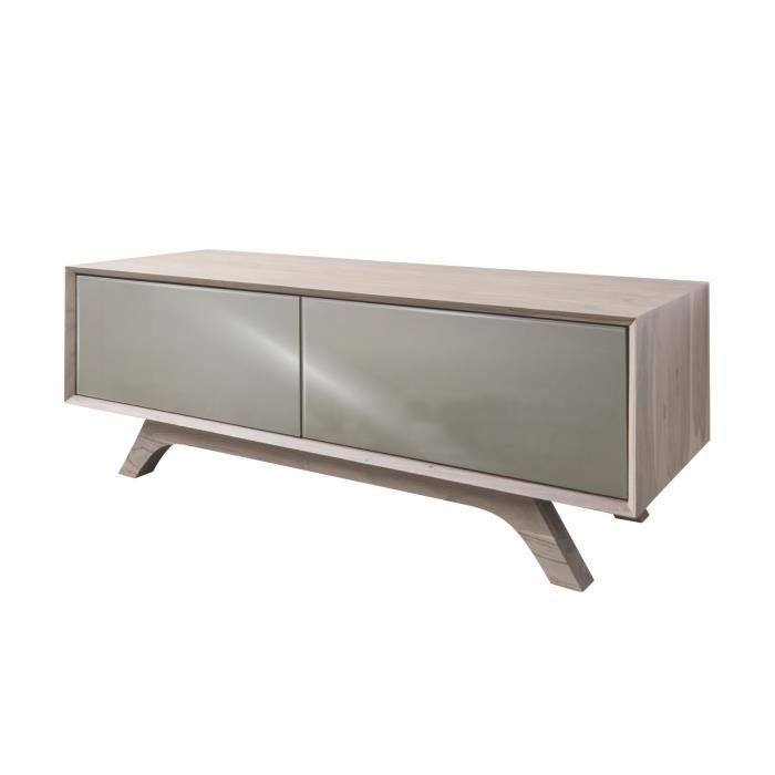 Meuble TV 125x45 Acacia laqué Brun crême TROMSO N° 007 - Cdiscount Maison