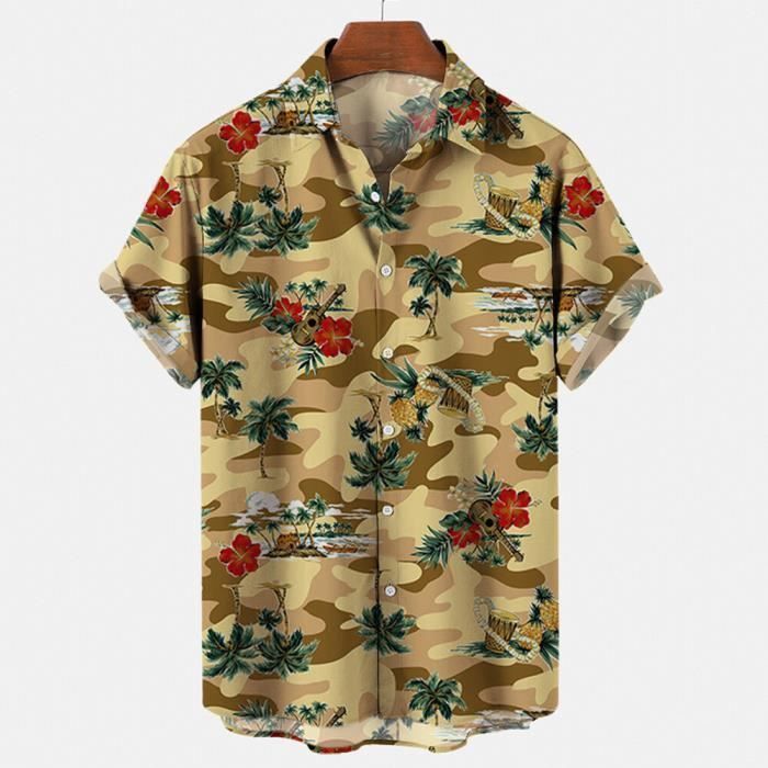 Chemise,Chemise hawaïenne 3D tête de mort pour homme,chemises pour ...