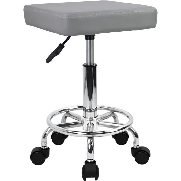 Tabouret Carré À Roulettes Avec Repose-Pieds En Cuir Synthétique ...