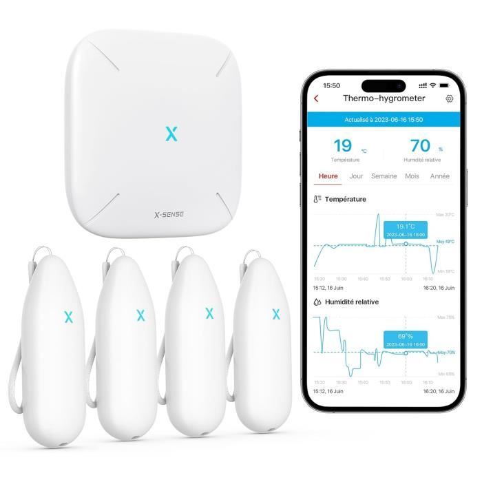 X-Sense WiFi Thermomètre Hygromètre Intérieur, Smart Moniteur de la ...