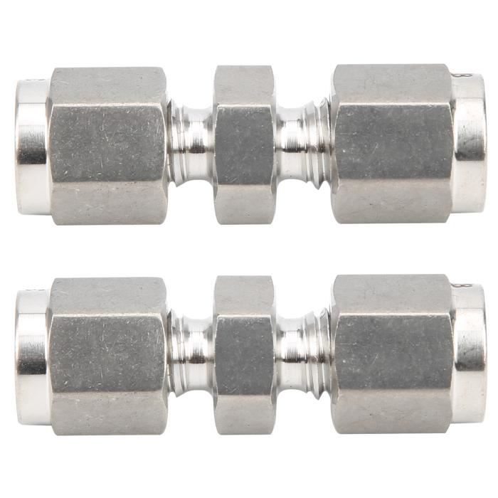 EJ.life Raccord à compression en acier inoxydable Adaptateur de tube droit à double virole en ...