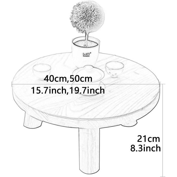 40 * 40 * 21cm Table Basse Baie Vitrée Simple Mini Table Ronde en Bois ...