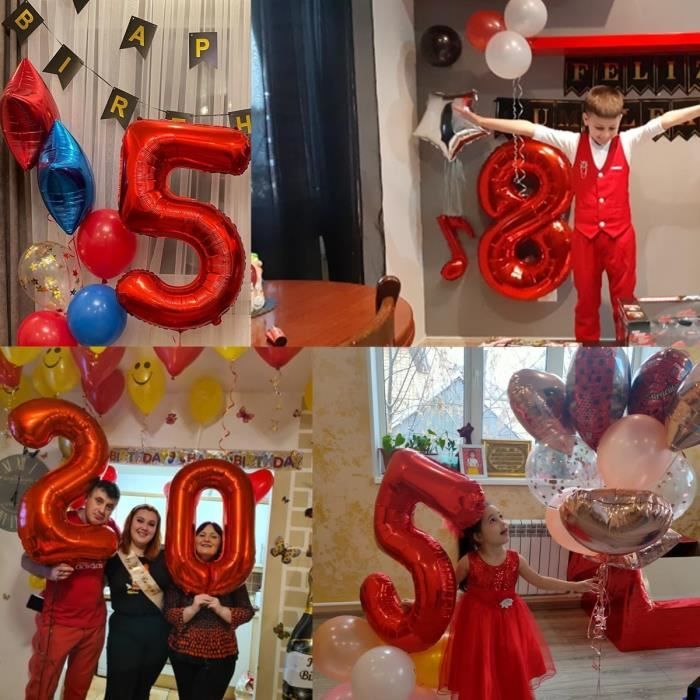 Ballons 55 Ans Anniversaire Rouge Noir, Décoration Anniversaire 55 Ans Femme Rouge, 55 ...