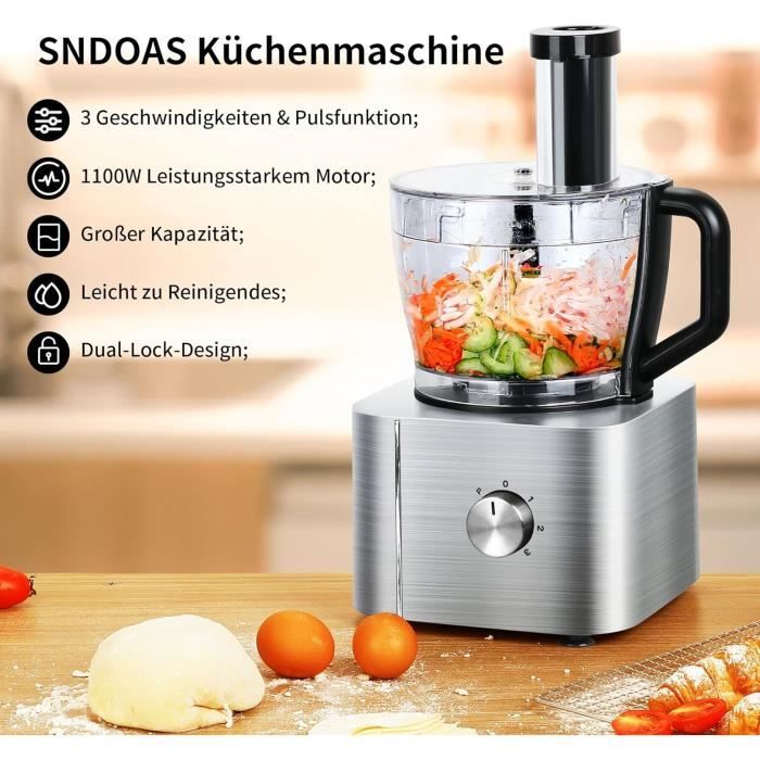 Luernas Robot Cuisine Multifonctions,1100 W Robot Culinaire,Bol ...