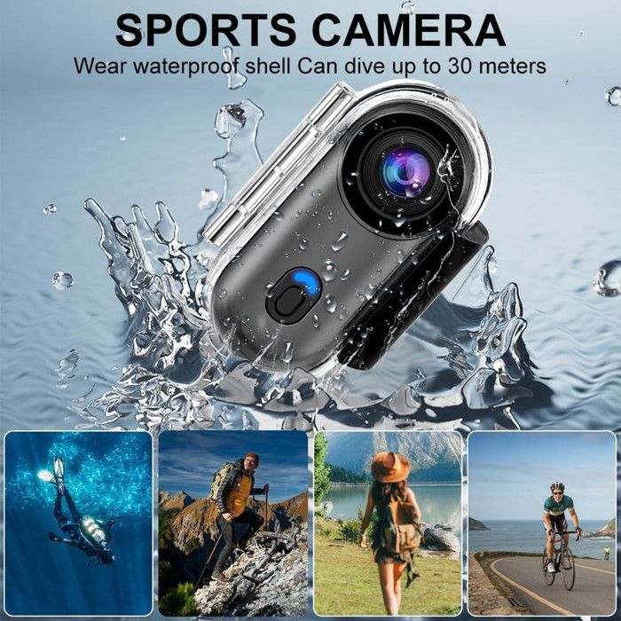 Mini Caméra de Sport 1080P WiFi, Caméra Vlog 360° Objectif Grand Angle ...
