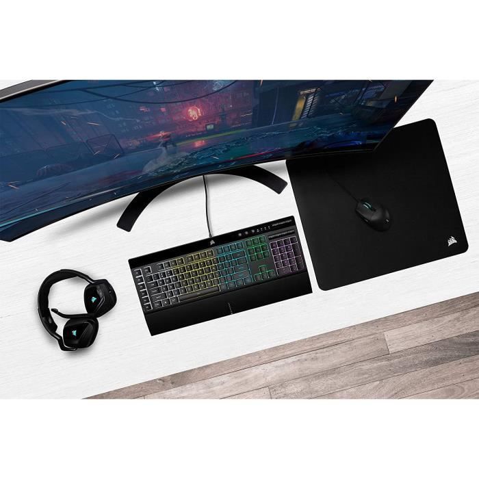 Clavier Corsair K55 RGB PRO Gamer RGB LED, noir - Cdiscount Informatique