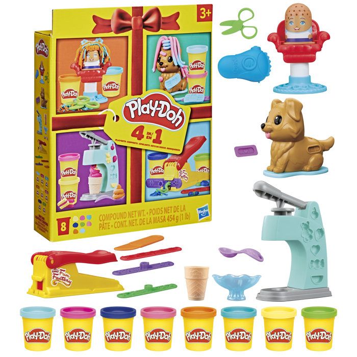 Playdoh 4 mini coffrets classiques, Coffret coiffeur, vétérinaire ...
