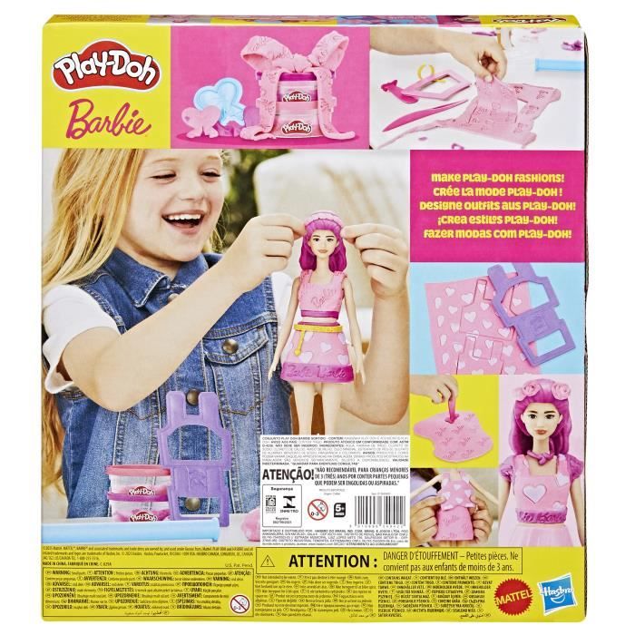 Play-Doh Barbie Cœurs et coiffure, coffret de pâte à modeler ...