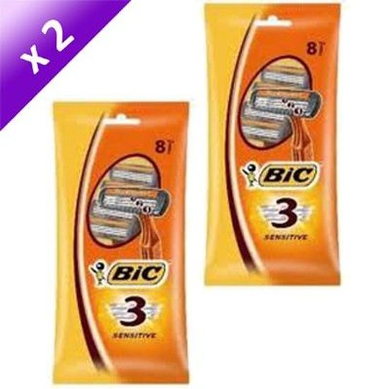 BIC Lot De 8 rasoirs 3 Lames Sensitive Homme (x2) - Cdiscount Au quotidien
