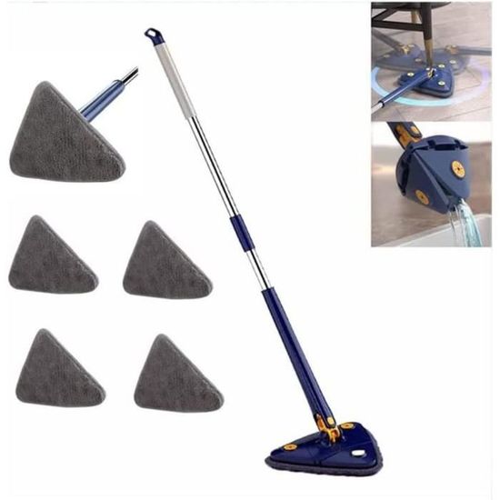 360°Rotatable Adjustable Cleaning Mop, Handle Retractable Triangle Auto ...