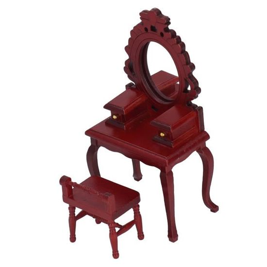 Coiffeuse pour maison de poupée - FYDUN - Rouge - Miniature chambre meubles - Jeux poupee ...