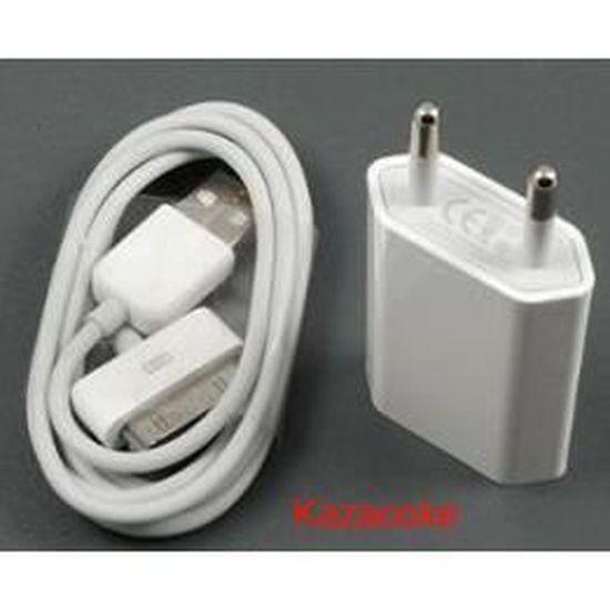 Chargeur Secteur et Cable USB Apple iPhone 4S 4 - Cdiscount Téléphonie