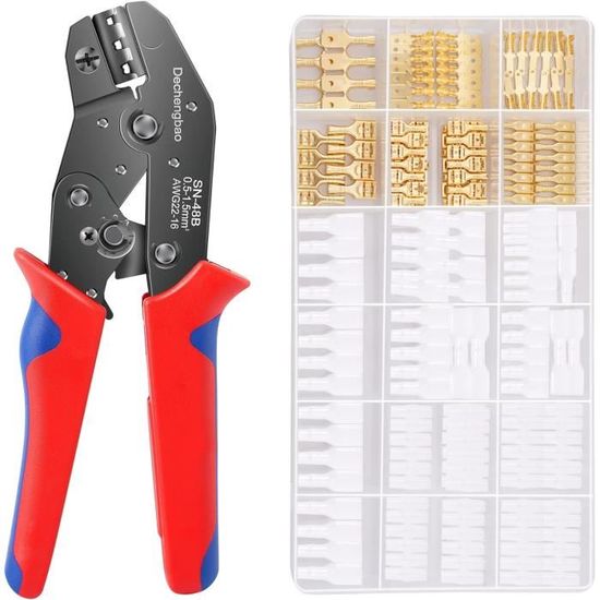 Kit D'Outils De Sertissage De Bornes De Fil, Pince À Sertir À Cliquet Awg 22-16 (0,5-1,5 Mm² ...