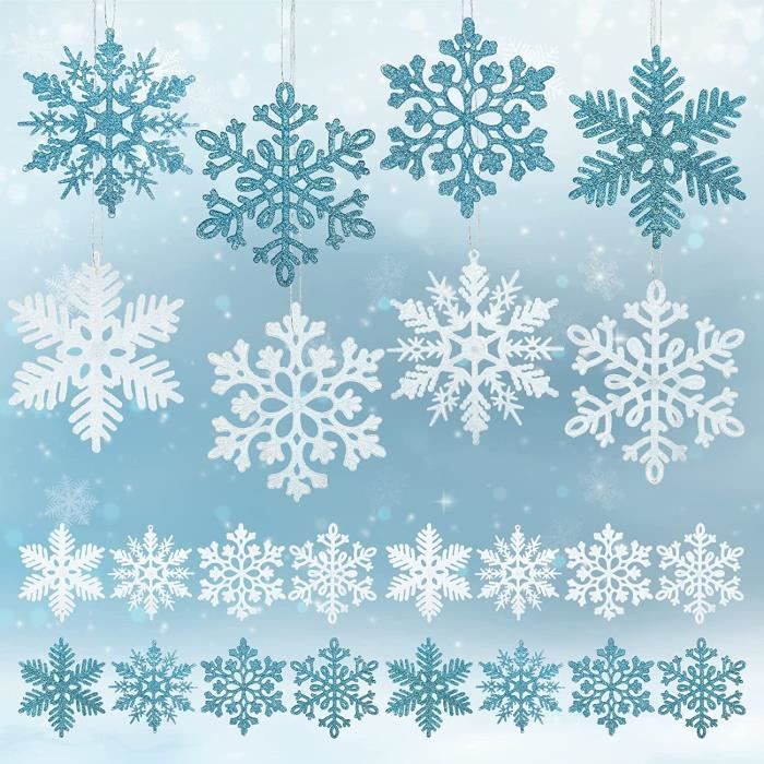 24pcs Flocons de Neige Décoration Sapin de Noël, Flocn de Neige en ...