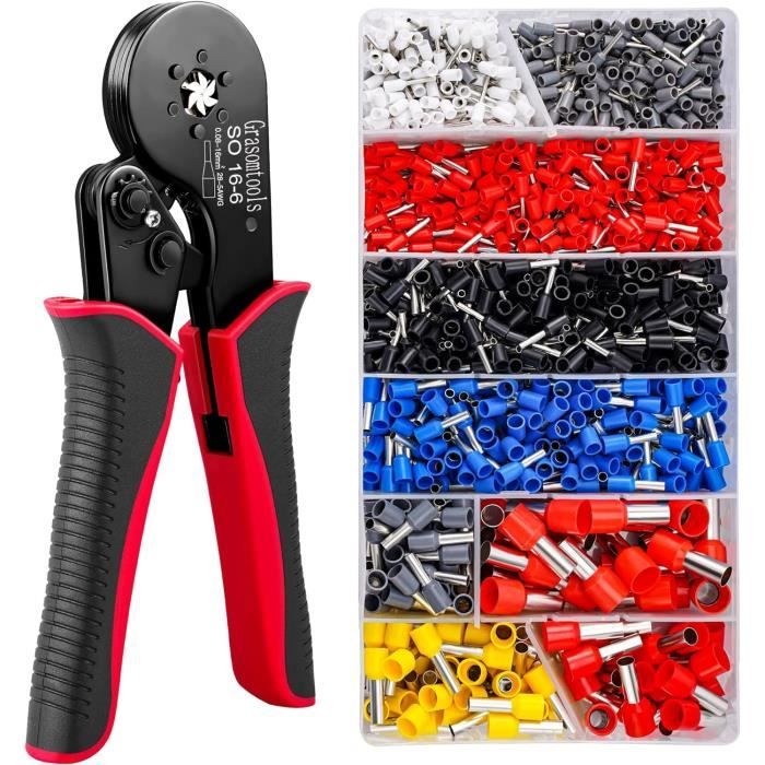 Kit D'Outils De Sertissage De Virole, Pince À Sertir Hexagonale Auto-Ajustable Pour 0,08-16 Mm² ...