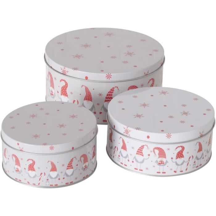 Lot De 3 Boîtes À Biscuits Rondes En Métal Wichtel N035 - Motif Père ...