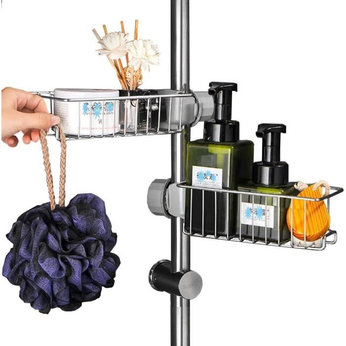 AJW-Lot de 2 Étagère Douche Inox Sans Perçage,Ajustable Serviteur ...