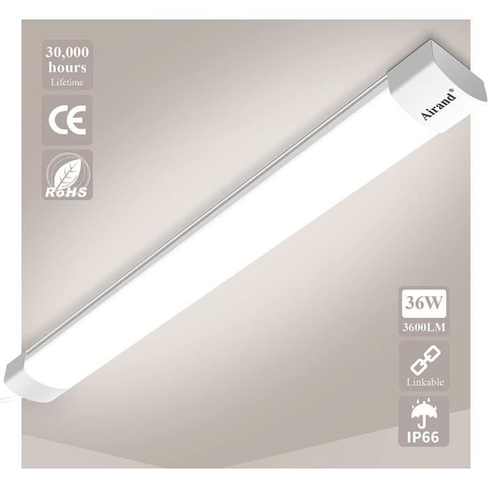 Neon Led 120 cm,Reglette LED 36W 3600LM Led Tube Plafonnier Etanche ...