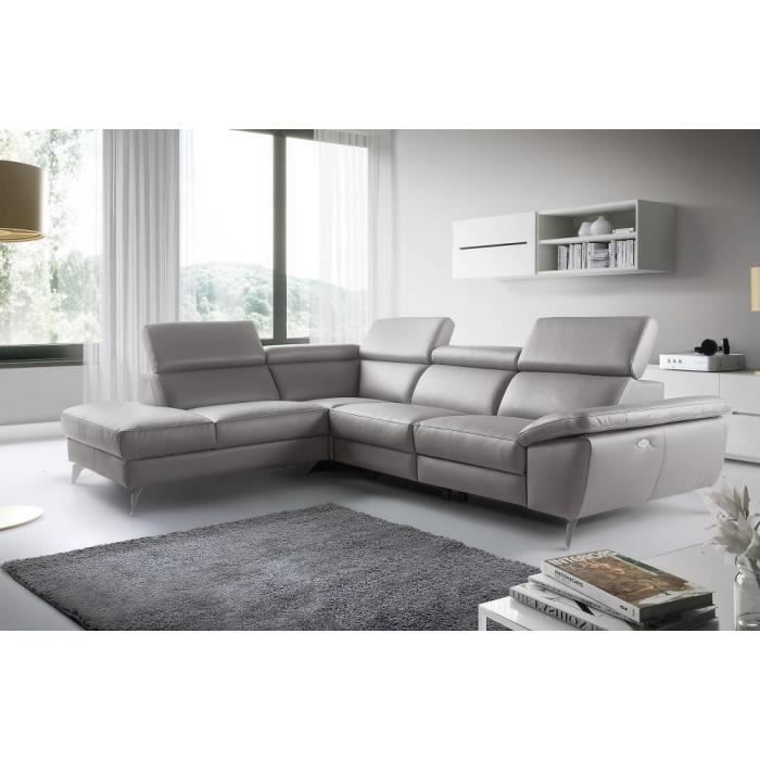 Canapé d'angle relax en 100% tout cuir épais de luxe italien avec relax ...
